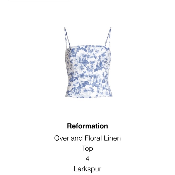 Reformation | Tops | Reformation Larkspur Overland Floral Camisole ...
